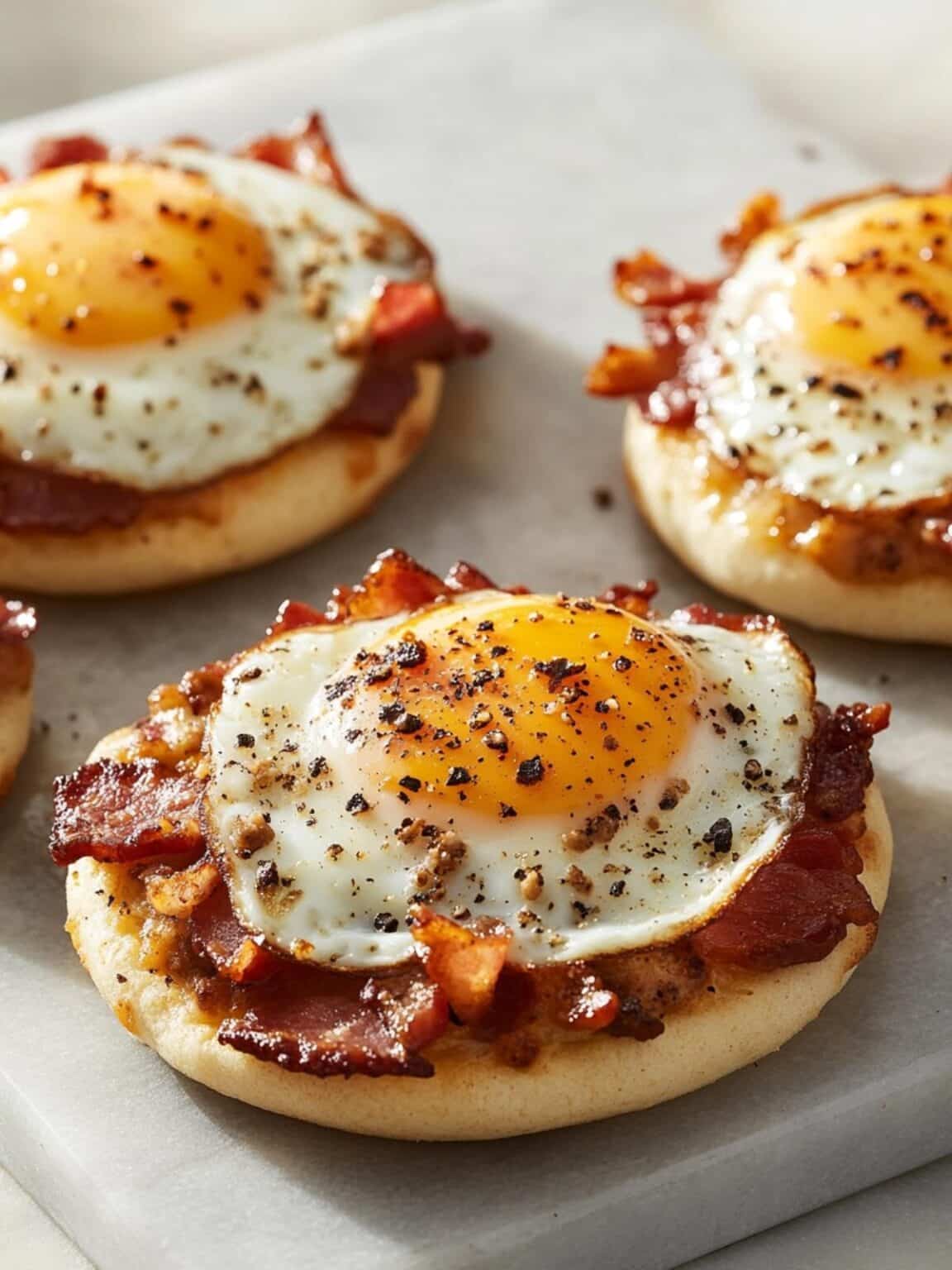 English Muffin Breakfast Pizza with Fried Egg and Sausage | Cocina Republic